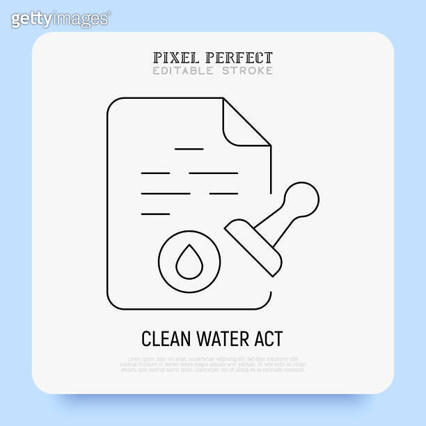 Clean water act thin line icon. Water treatment law. Water pollution ...