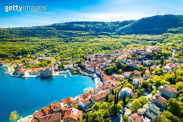 Aerial view of town of Bakar in Kvarner bay area aerial view 이미지 ...