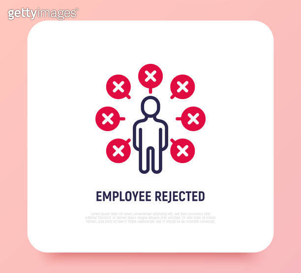 Candidate for job is rejected thin line icon. Not enough qualifications ...