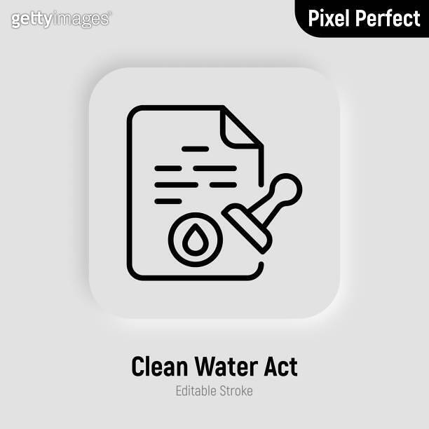 Clean water act thin line icon. Water treatment law. Water pollution ...