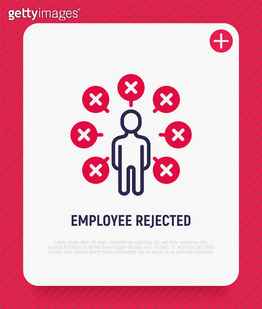 Candidate for job is rejected thin line icon. Not enough qualifications ...