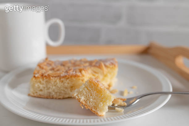 Butter cake with almond, sugar topping. Traditional german yeast cake ...