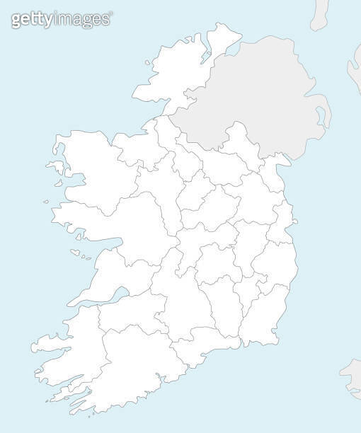 Vector blank map of Ireland with counties and administrative divisions ...