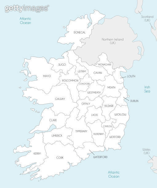 Vector map of Ireland with counties and administrative divisions, and ...