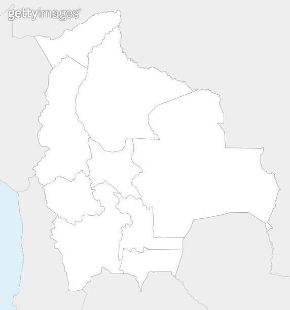 Vector blank map of Bolivia with departments and administrative ...