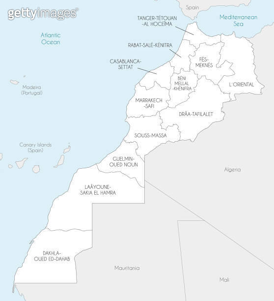 Vector map of Morocco with regions and administrative divisions, and ...