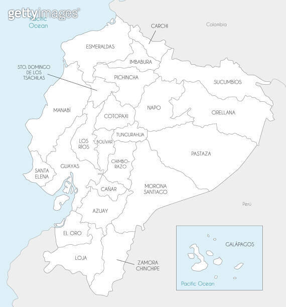 Vector map of Ecuador with provinces and administrative divisions, and ...