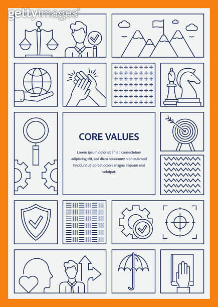 Core Values Related Vector Banner Design Concept. Global Multi-Sphere ...