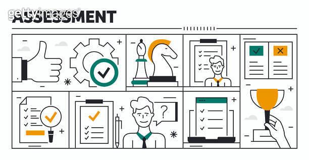 Assessment vector design. The design is editable and the color can be ...