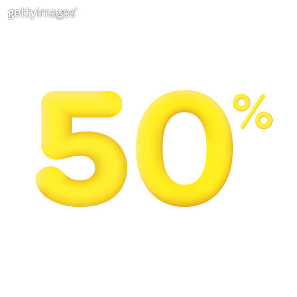 Yellow 50 percent discount vector illustration 3d mega loyalty. 10 ...