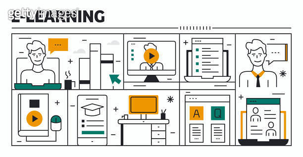E-Learning vector design. The design is editable athe color can be ...