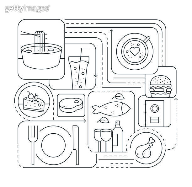 Restaurant And Food Line Icon Set and Banner Design. Cake , Fas Food ...