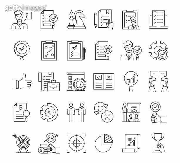 Assessment thin line vector icon set. The design is editable and the color can be changed ...