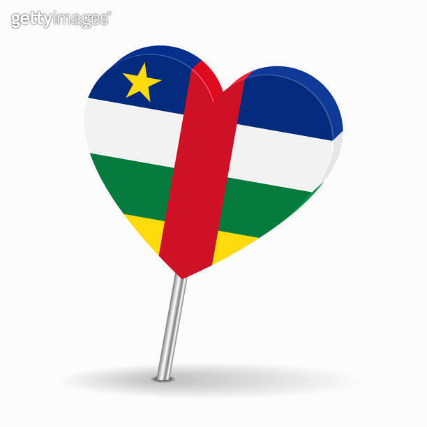 Central African Republic flag heart-shaped map pointer layout. Vector illustration. 이미지 ...