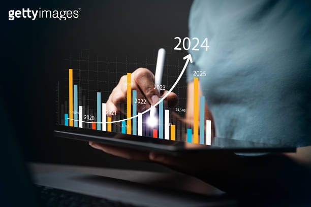 businessman business goals start new year 2024 positive indicators 2024 ...