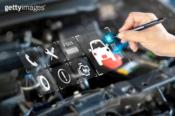 Car service check concept, Technician recommended an inspection ...