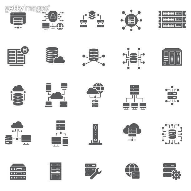 Central server icon set, glyph vector sign, linear style pictogram ...