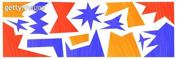 A set of abstract rough shapes in a childish naive style. Modern ...