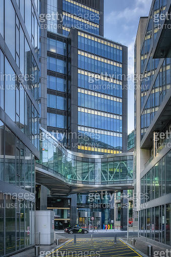 Main entrance to Dublin Google headquarters surrounded by modern ...