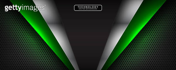 3D black silver techno abstract background overlap layer on dark space ...