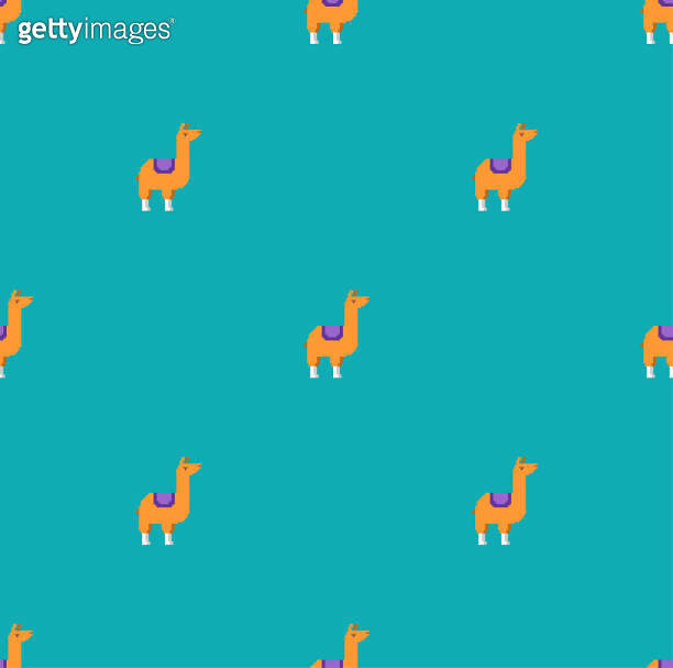 llama alpaca pixel art pattern seamless 8 bit background (1475185930 ...
