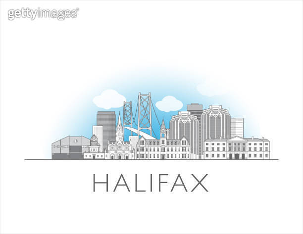 Halifax, Nova Scotia cityscape line art style vector illustration ...