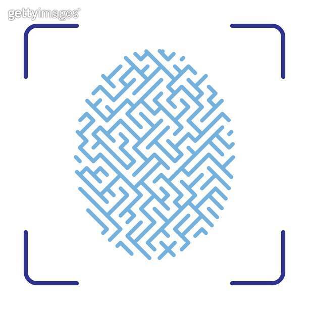 Fingerprint maze with cells. Fingerprint bio metric identification ...