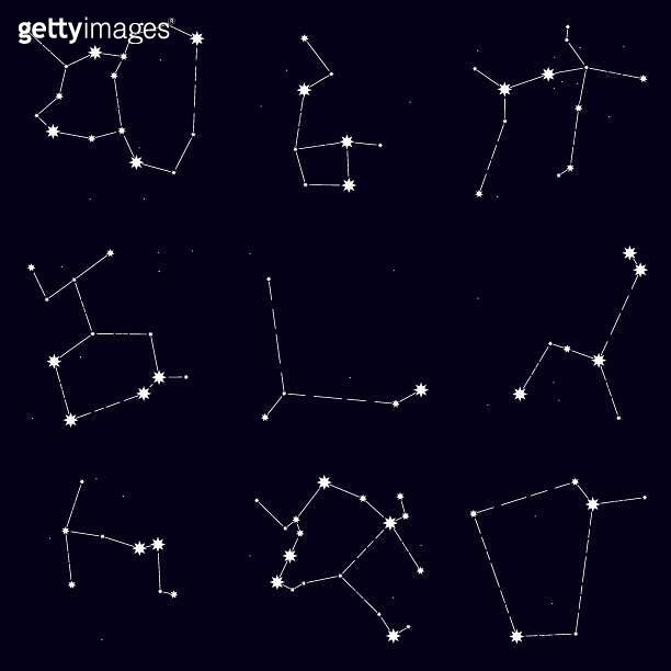 Set of abstract fairy constellations against night sky. Accumulation ...
