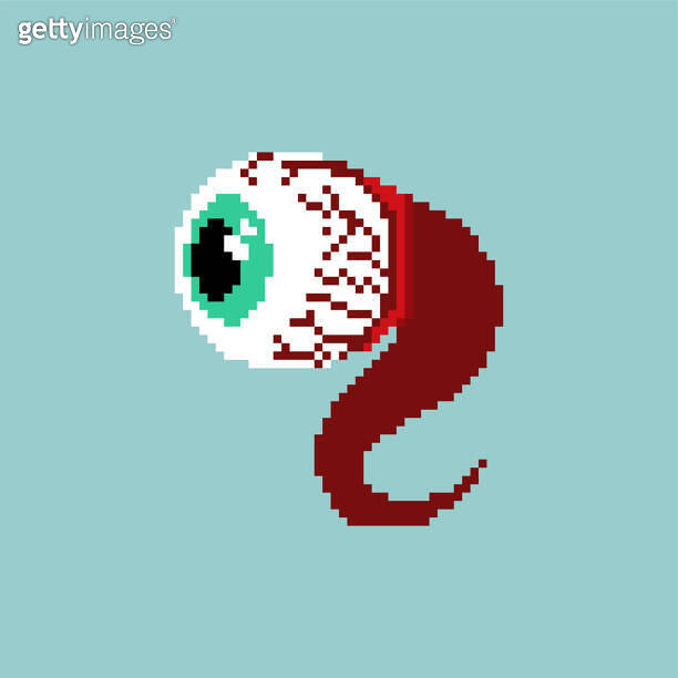 Eyeball pixel art isolated. 8 bit Eye and nerves anatomy. (1849186608 ...