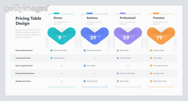 Price comparison table template for four plans or services (1777952179 ...