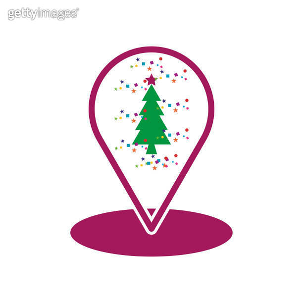 Christmas tree location icon. Place of Christmas market. Vector ...
