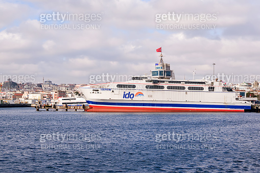 IDO Sea Bus Yenikapi terminal, fast ferry boat public water transport ...