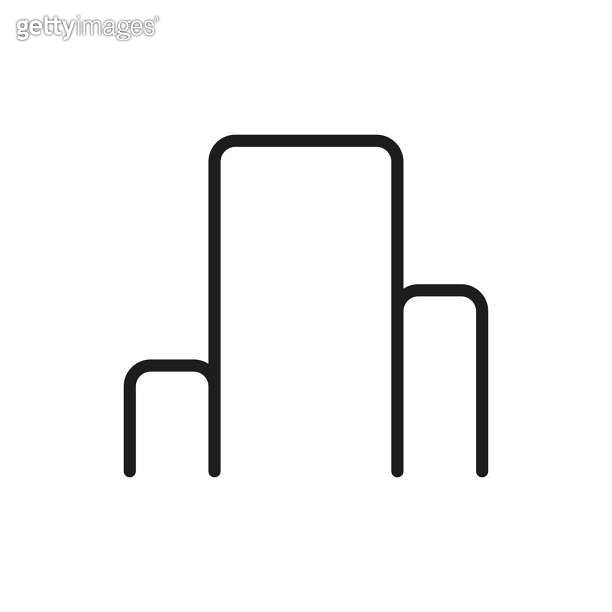 City icon vector illustration black outline. Buildings silhouette ...