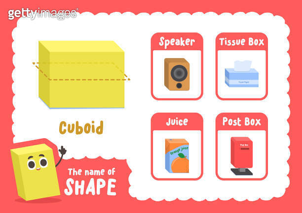 Learning cuboid shape sheet with object cards, illustration cartoon ...