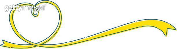 Dashed yellow heart frame made of ribbons / illustration material ...