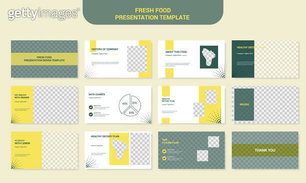 Vector elegant fresh food presentation slide template design set ...