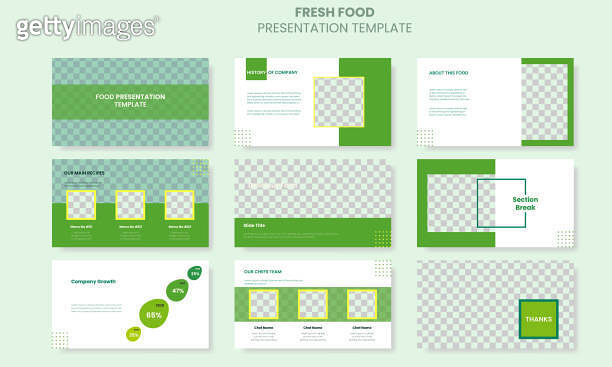 Vector elegant fresh food presentation slide template design set ...
