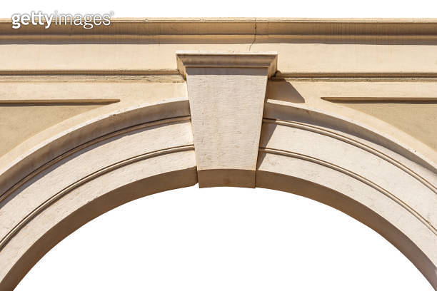 Ancient Marble Arch with Keystone Isolated on White Background ...