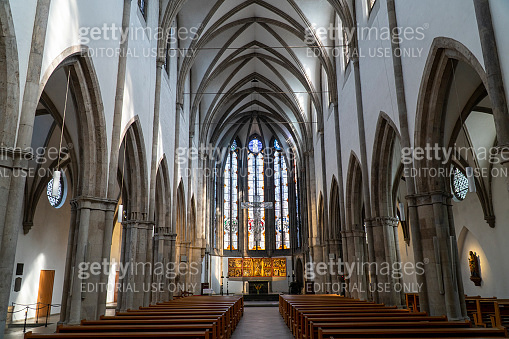 Cologne, Germany, September 11, 2023: Interior of Minoritenkirche ...
