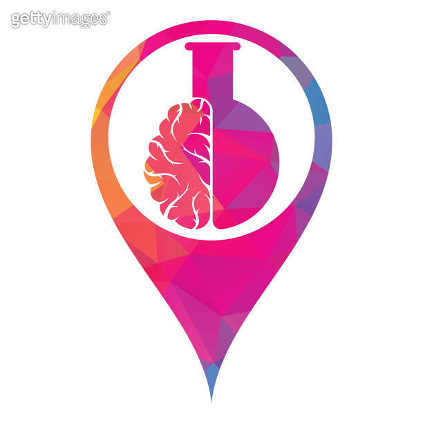 Brain Lab map pin shape concept Logo design. (1714916699) - 게티이미지뱅크