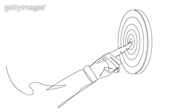 Continuous one line drawing of hand pointing to center of target ...