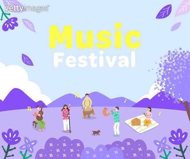 Music festival in the spring, people are singing in the park 이미지 ...