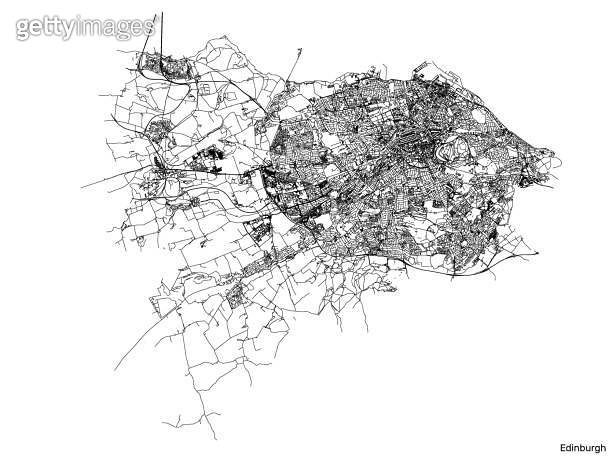 Edinburgh city map with roads and streets, United Kingdom. Vector ...