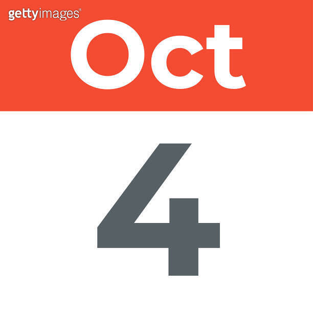 October 4 - Calendar Leaf. Vector Illustration 이미지 (1689057238) - 게티이미지뱅크