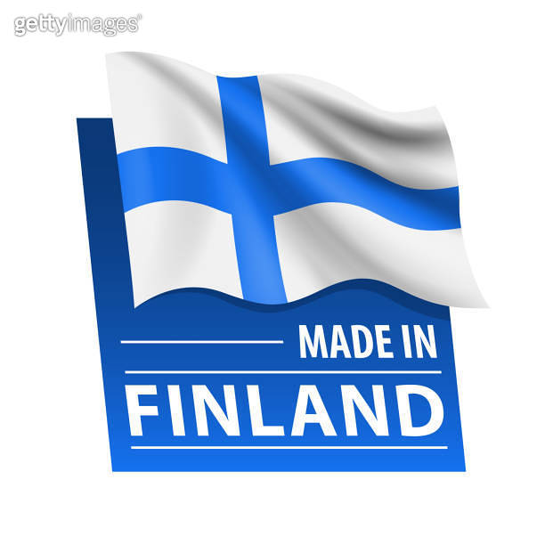 Made in Finland - vector illustration. Flag of Finland and text ...