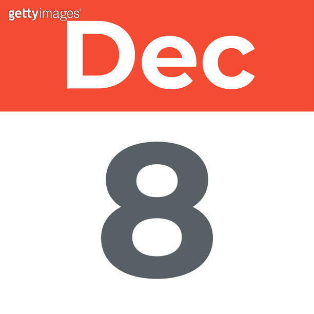 December 8 - Calendar Leaf. Vector Illustration 이미지 (1689058712) - 게티이미지뱅크