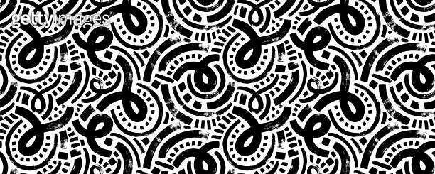Squiggled bold lines with loops and dots seamless pattern. (1499552688 ...