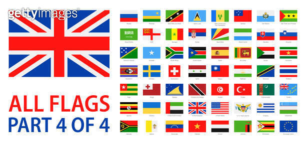 Flags of the World - Vector Rectangle Flat Icons of National Flags ...