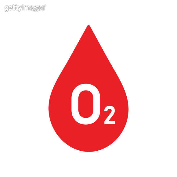 O2 saturation monitoring, red blood drop icon with oxygen symbol ...