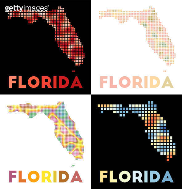 Florida map. Collection of map of Florida in dotted style. Borders of ...